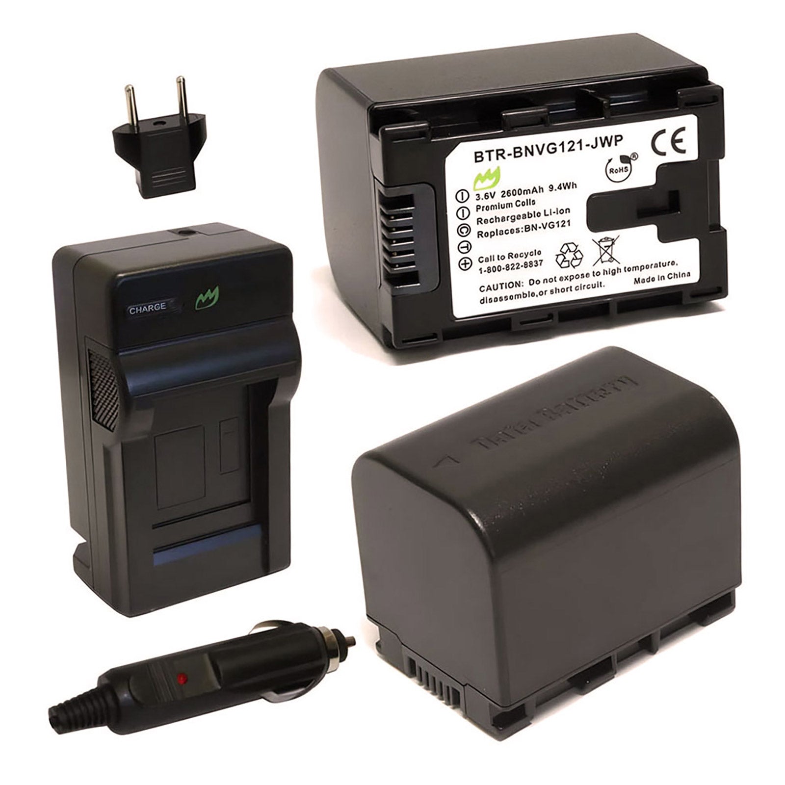 JVC Everio GZ-E300 Battery (2-Pack, 2600mAh) & Charger – ElektroEdge