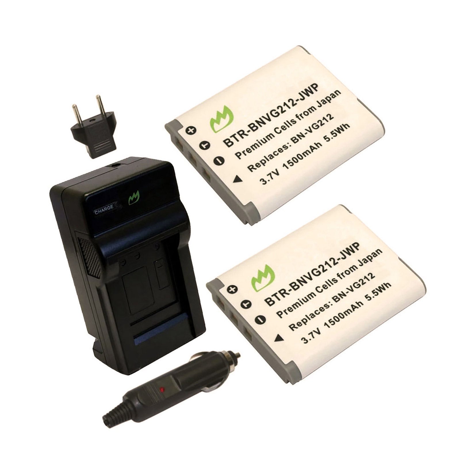 JVC BN-VG212 Replacement Battery (2-Pack, 1500mAh) & Charger – ElektroEdge